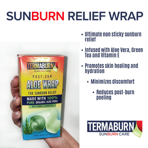 TermaBurn Aloe Wrap for Sunburn Relief -100% Pure Organic Aloe Remedy