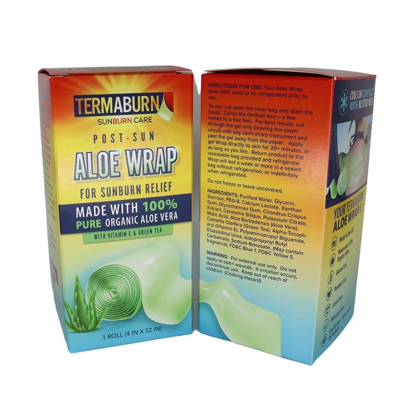 TermaBurn Aloe Wrap for Sunburn Relief -100% Pure Organic Aloe Remedy